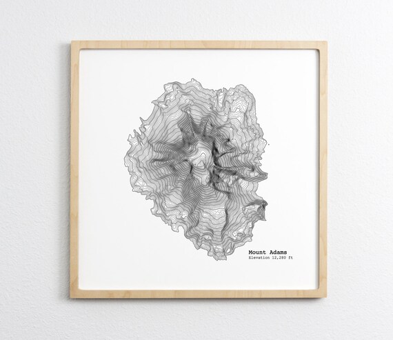Mount Adams Washington Topographic Map Art Print