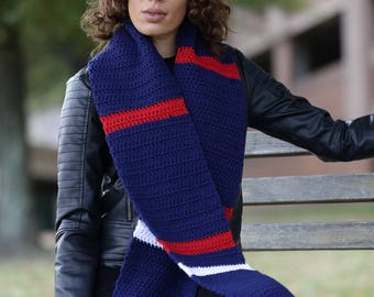 Red white blue scarf | Etsy