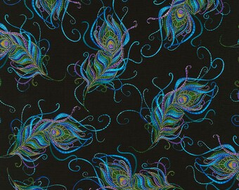 Peacock fabric | Etsy