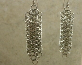 Silver Chainmaille Earrings Chainmaille Jewelry Diamond