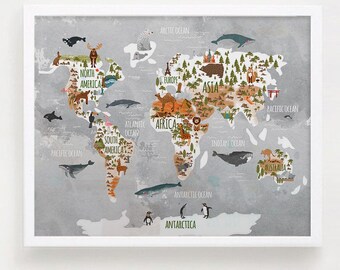 Kids world map | Etsy