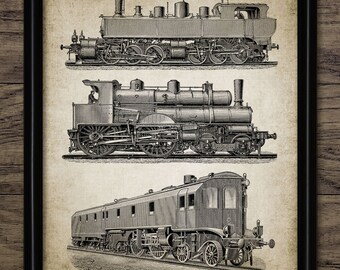 Vintage train art | Etsy