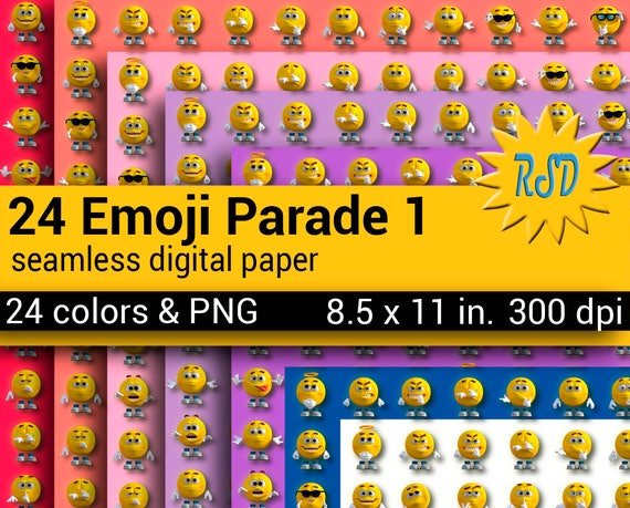 24 Emoji Parade 1 Emoji Digital Paper Letter Emoji