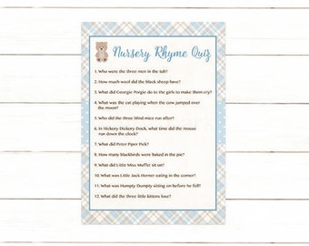 Nursery Rhyme Quiz Baby Shower Game Name the Nursery Rhyme