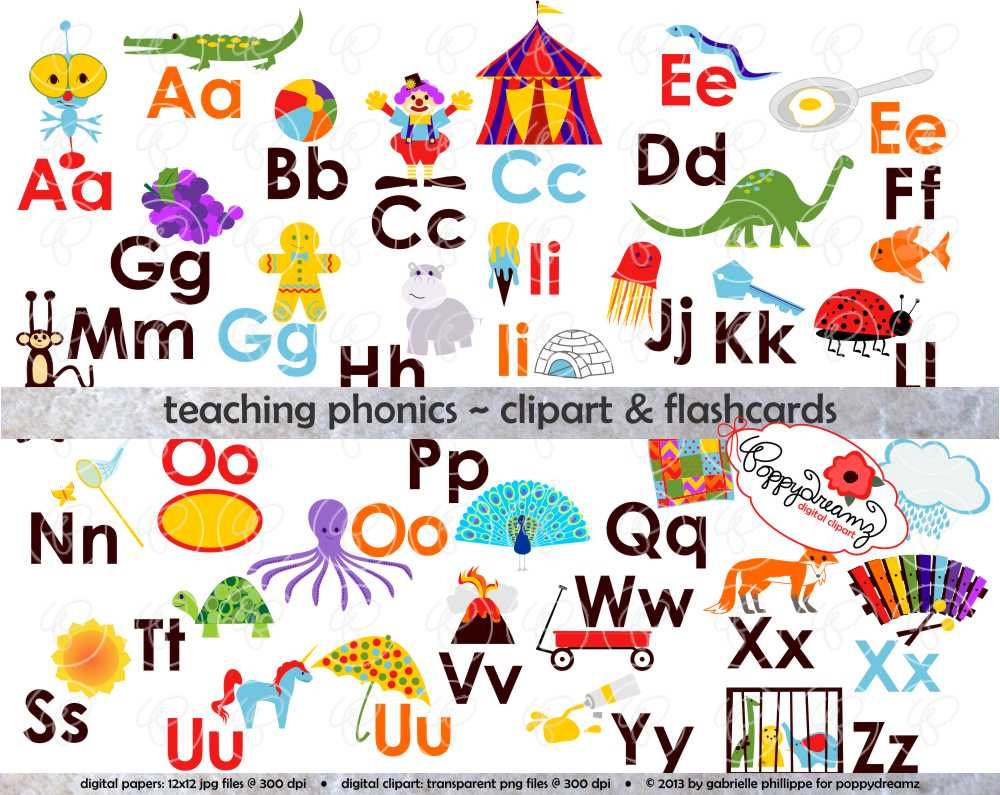 Teaching Phonics Clipart & Digital Flashcards: Digital Image