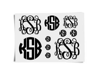 Four Initial Monogram Decal Sticker Four Letter Monogram