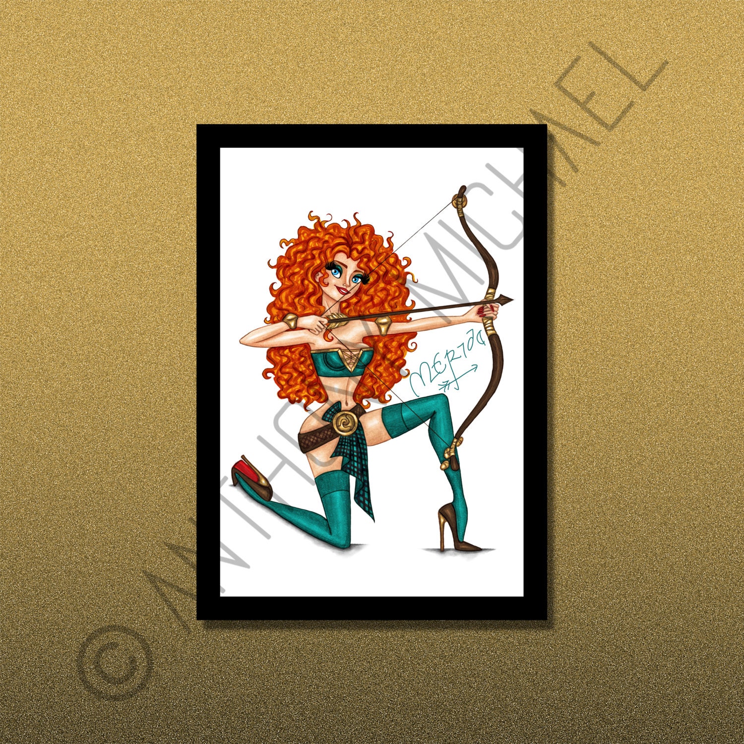 Disney 'Pin Up' Princess Merida Print