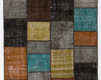 Handmade Turkish Patchwork Rug Natural & Undyed