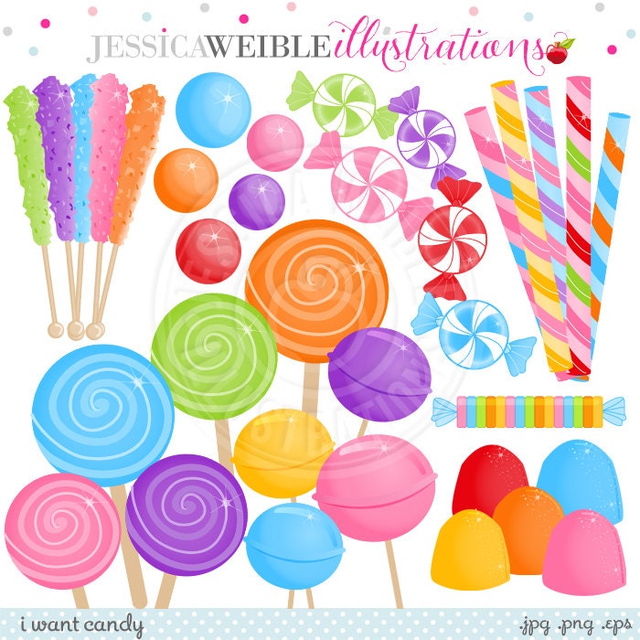 I Want Candy Cute Digital Clipart Commercial Use OK Candy