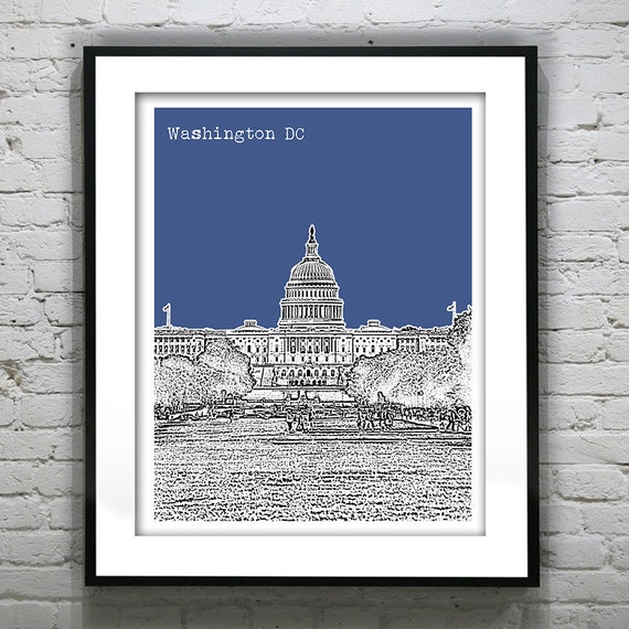 Washington DC Skyline Poster Art Print Capitol Building Item