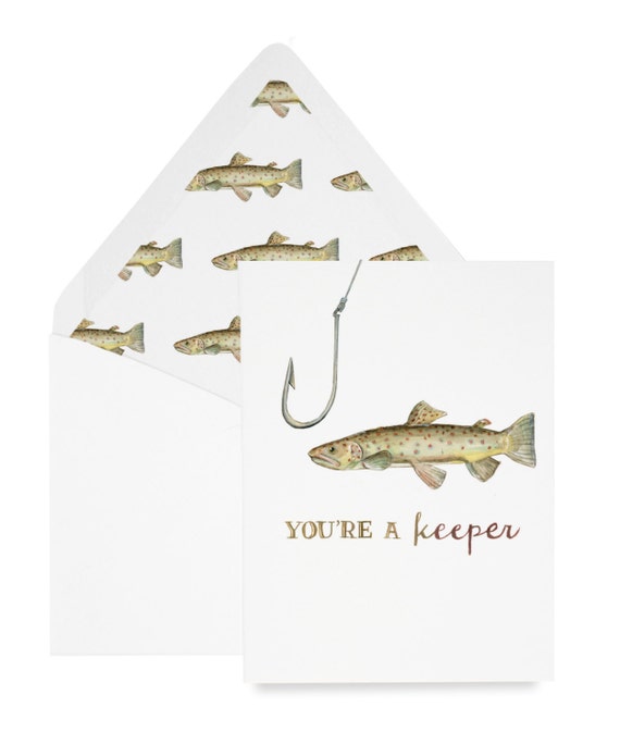You're A Keeper Fishing Greeting Card Illustrated
