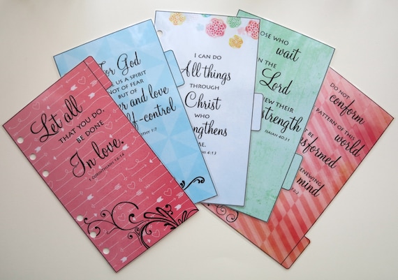 Personal Size Filofax/Planner Bible verse dividers handmade