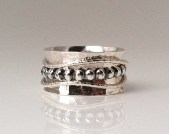 Copper Ring Silver Copper Ring Filigree Ring Wide Band