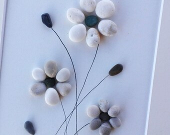 Pebble art flowers | Etsy