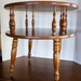 vintage round wood end table 2 tier colonial drum table