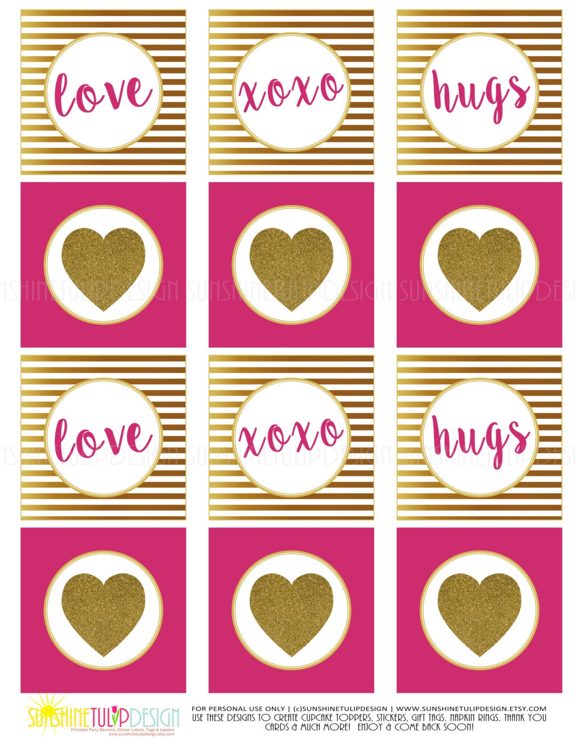 Printable Valentines Cupcake Toppers Happy Valentine's