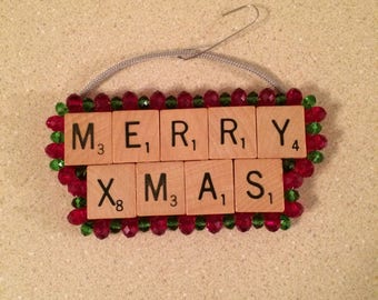Handmade Scrabble Tile Christmas Tree Ornaments