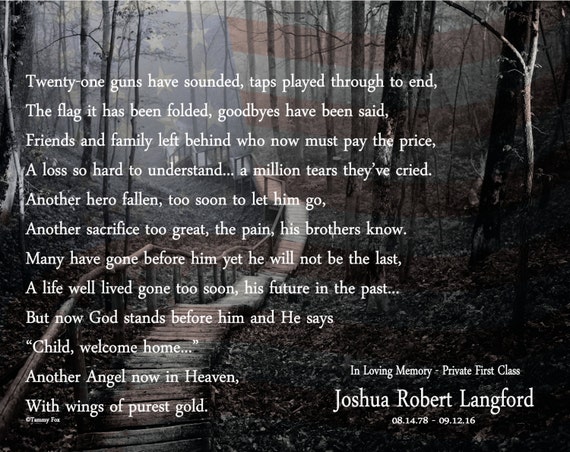 Soldier Memorial Print-Soldier Remembrance Poem-Fallen Soldier