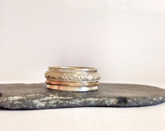 Copper Ring Silver Copper Ring Filigree Ring Wide Band