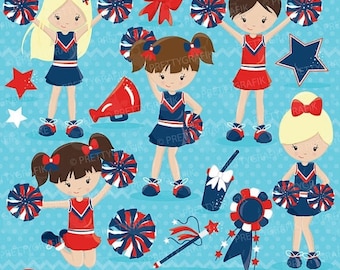 Cheerleader Clipart. Sports Graphics cheerleader pom pom. Red