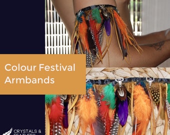 NATURAL Feather Armband Black Iridescent Feather Accessory