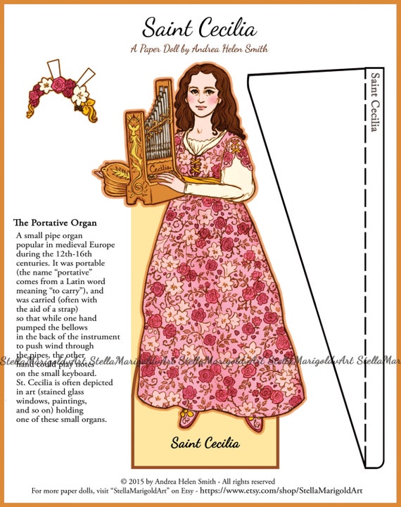Saint Cecilia Paper Doll Traditional