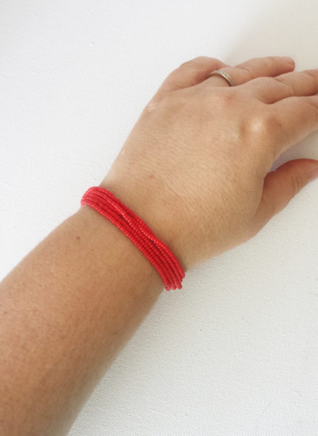 Red bracelet bright red beaded bracelet valentines bracelet