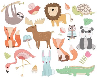 Woodland Critters Clip Art Set of 30 300 DPI PNG JPG and