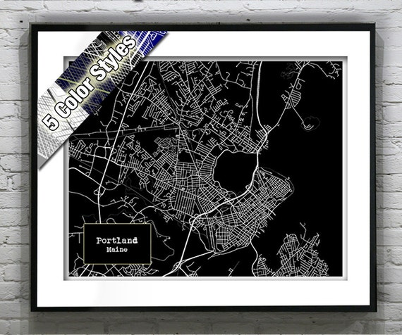 Portland Maine Blueprint Map Poster Art Print Several Sizes