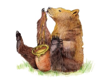 Bear and honey pot | Etsy