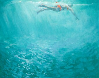 Swimmer Art Diver Wall Art Swimming Artwork Vintage Wall