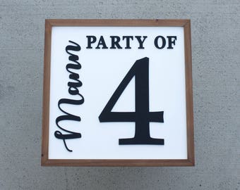 Party of 4 sign | Etsy
