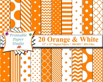 Orange Scrapbook Paper Roses Digital Paper Pack Vintage