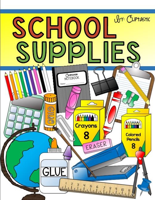 Back to School Supplies Clipart