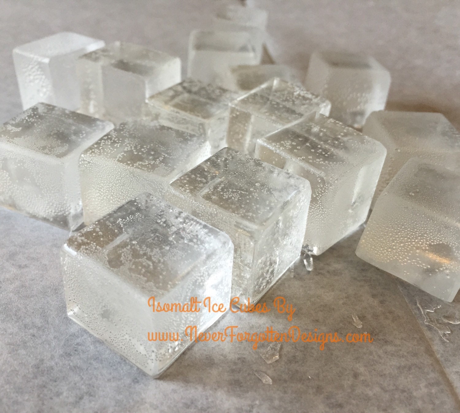 100% EDIBLE Custom Isomalt Sugar 1 Square Ice Cube Cubes