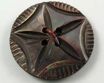 Vintage Carved Shell Button Beaded Bracelet by Marcie Stone