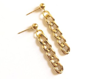 Chain stud earrings | Etsy