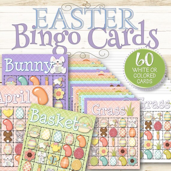 60 Easter Bingo Cards INSTANT DOWNLOAD