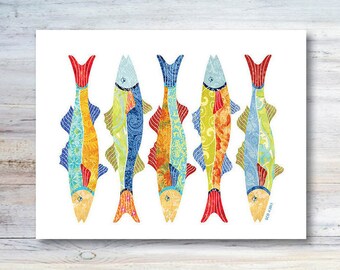 Bright colorful whimsical coastal by CoastalColorsCapeCod on Etsy