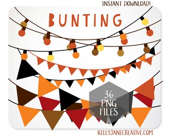 Bunting Clipart in Bright solid colors French Picnic