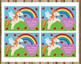 Rainbow Unicorn Valentines Printable DIY Instant Download