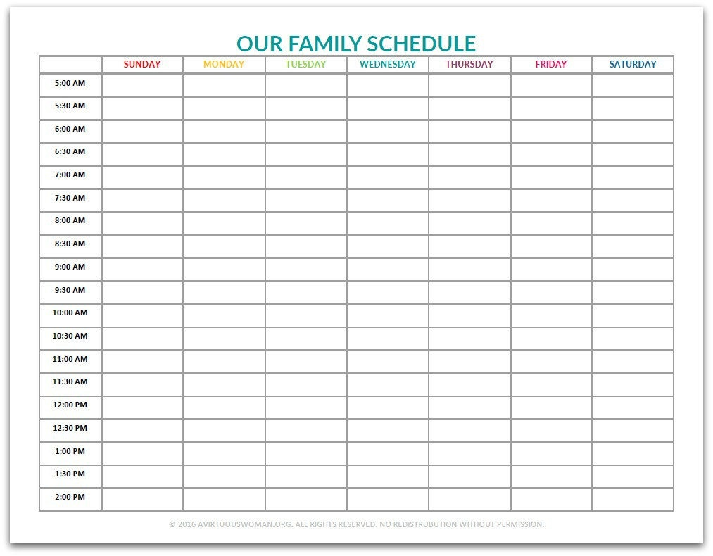 PDF: Our Family Schedule Chart