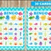Printable 30 Under The Sea Bingo cards printable Under The