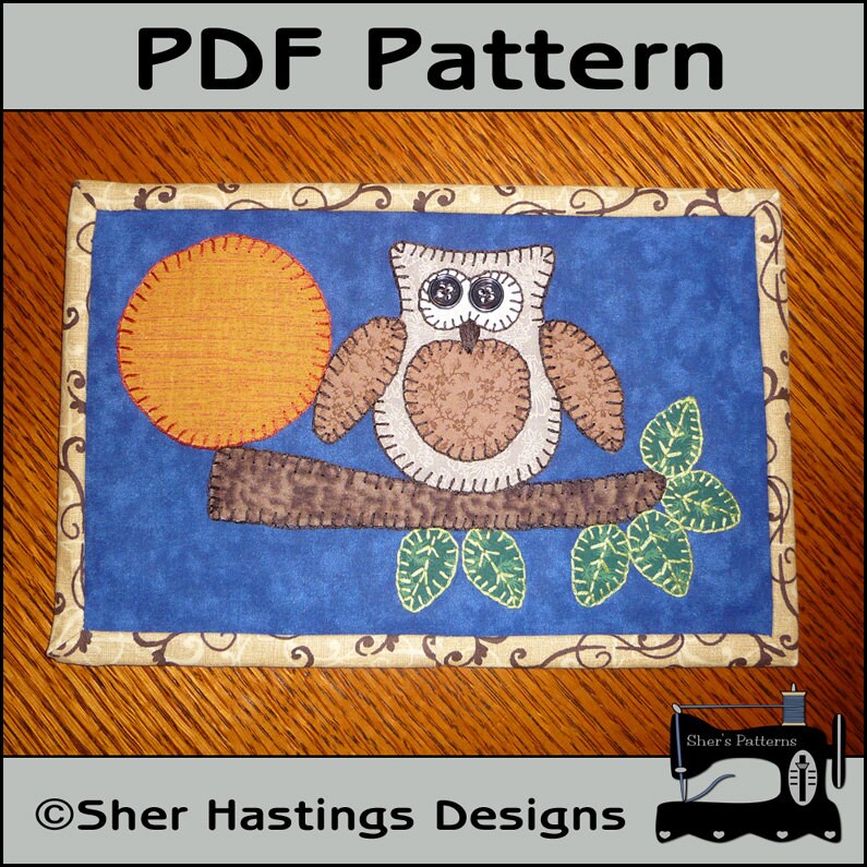 PDF Pattern for Harvest Owl Mug Rug Mug Rug Pattern Owl Wall