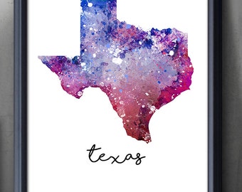 Texas watercolor | Etsy