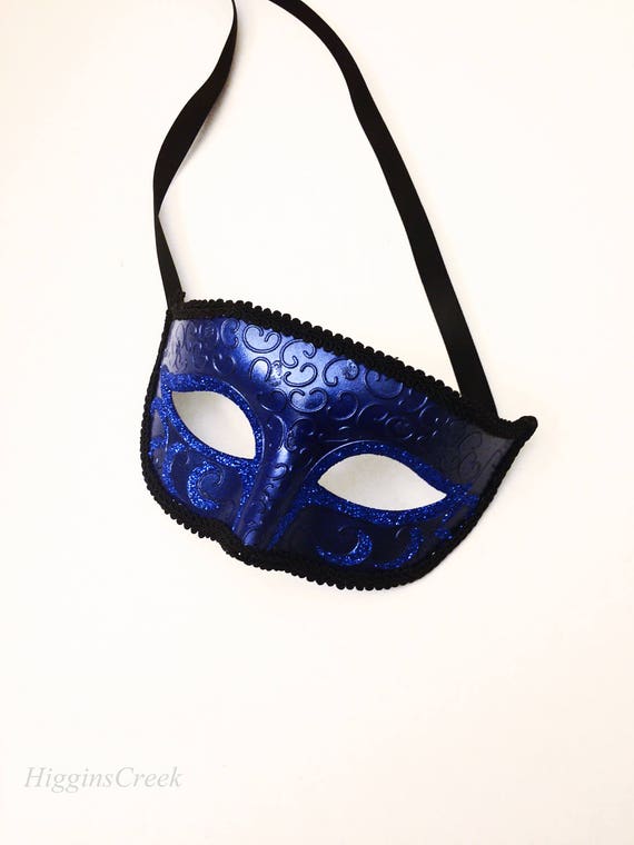 Navy Blue Mens Masquerade Mask Mens Venetian mask in Blue