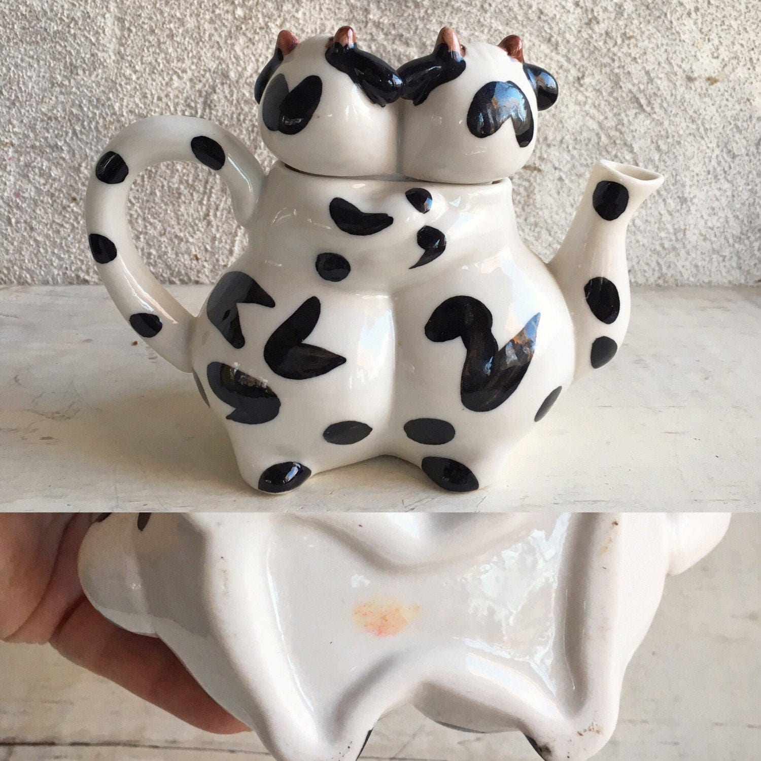 Vintage cows hugging porcelain pitcher cow creamer, cow figurine ...