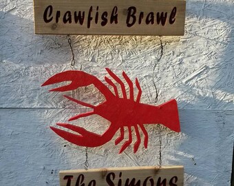Crawfish Brawl sign-Crawfish Boil Sign Wall Hanging-Carved