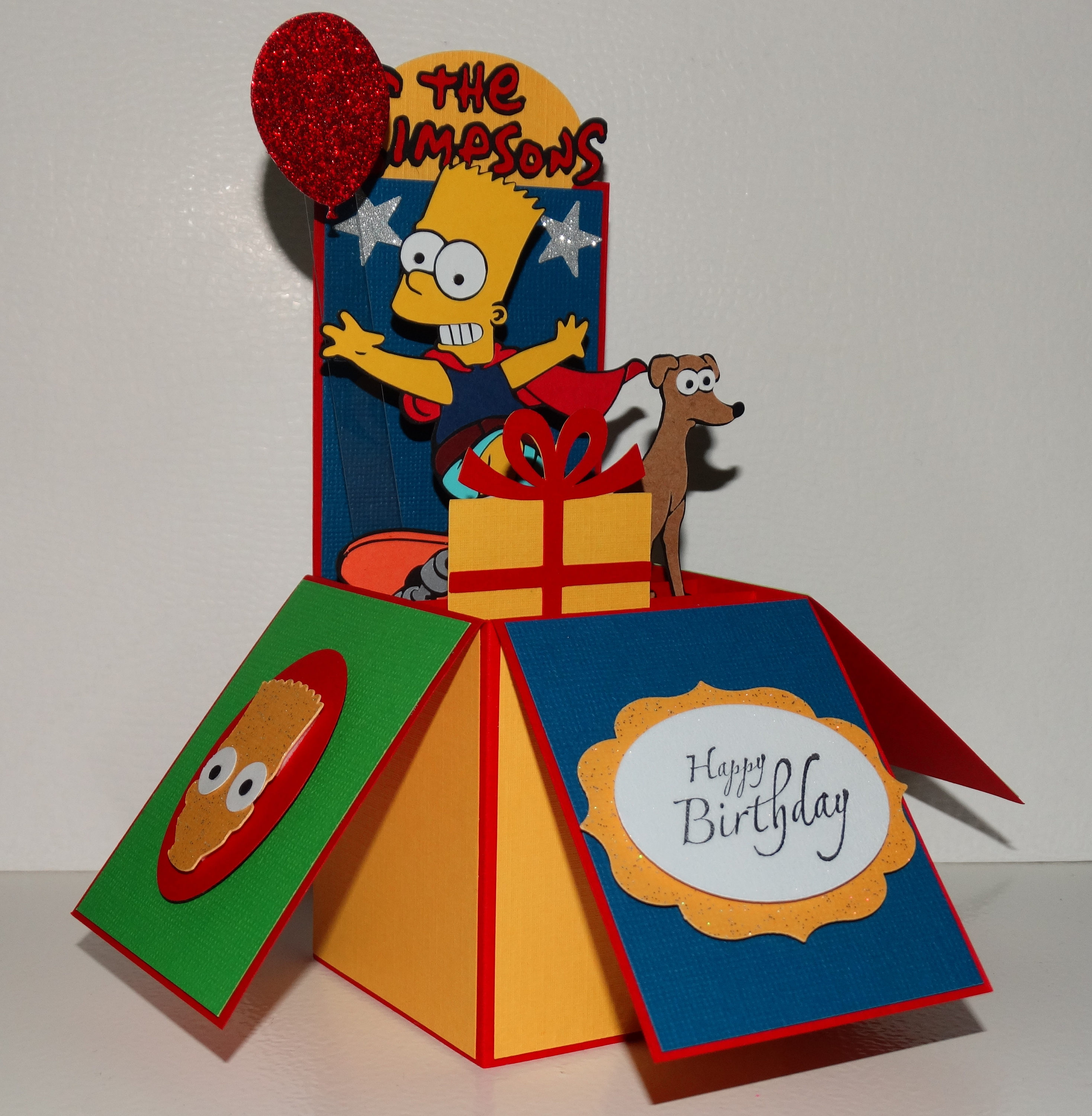Bart Simpson Happy Birthday 3D handmade pop up greeting card