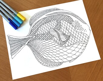 Fish coloring pages | Etsy
